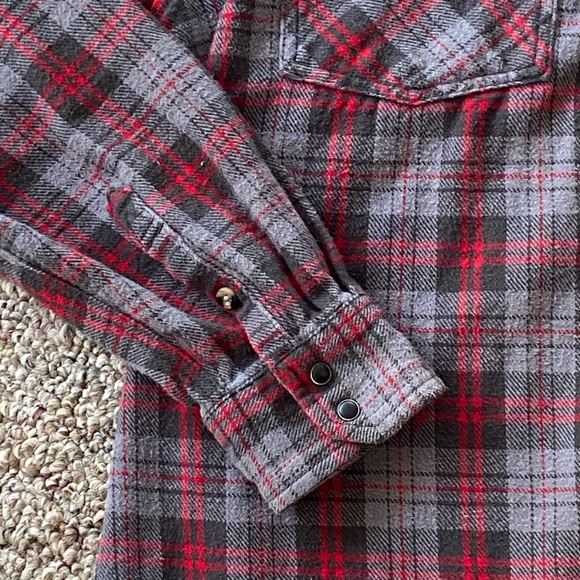 Noble | Shirts | Noble Outfitters Pearl Snap Mens Heavy Red Gray Plaid ...